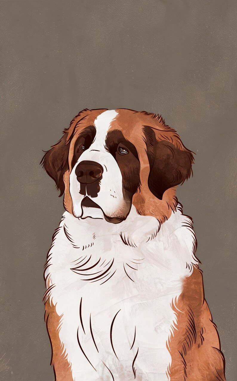 SAINT BERNARD Adorable Dog Prints High-quality Digital Art for Pet ...