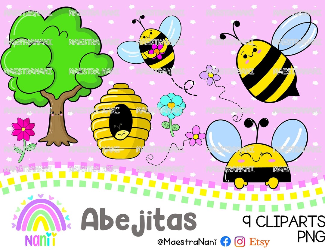 Bees Clipart, Spring Clipart, Cute Spring Clipart, Flowers Clipart ...