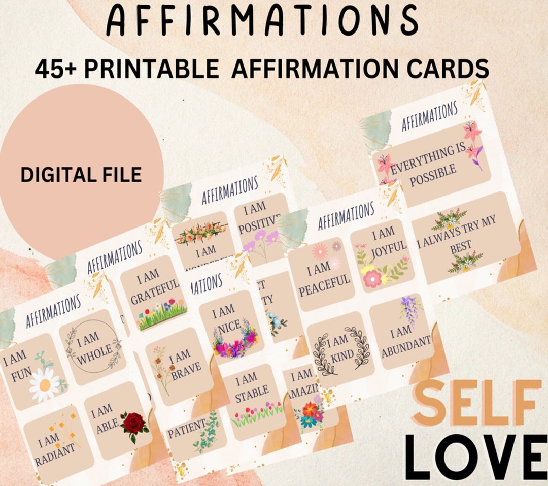 45+ Daily Affirmation Cards: Self-esteem & Positivity (digital Download ...