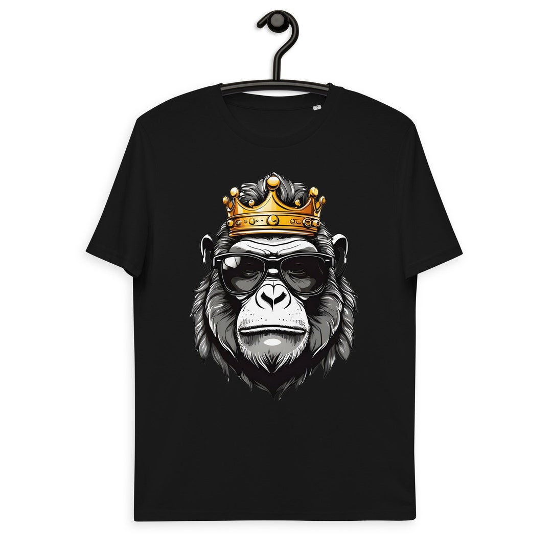 Vector of Ape Cartoon With Crown and Sunglasses With Black Bold Line on ...
