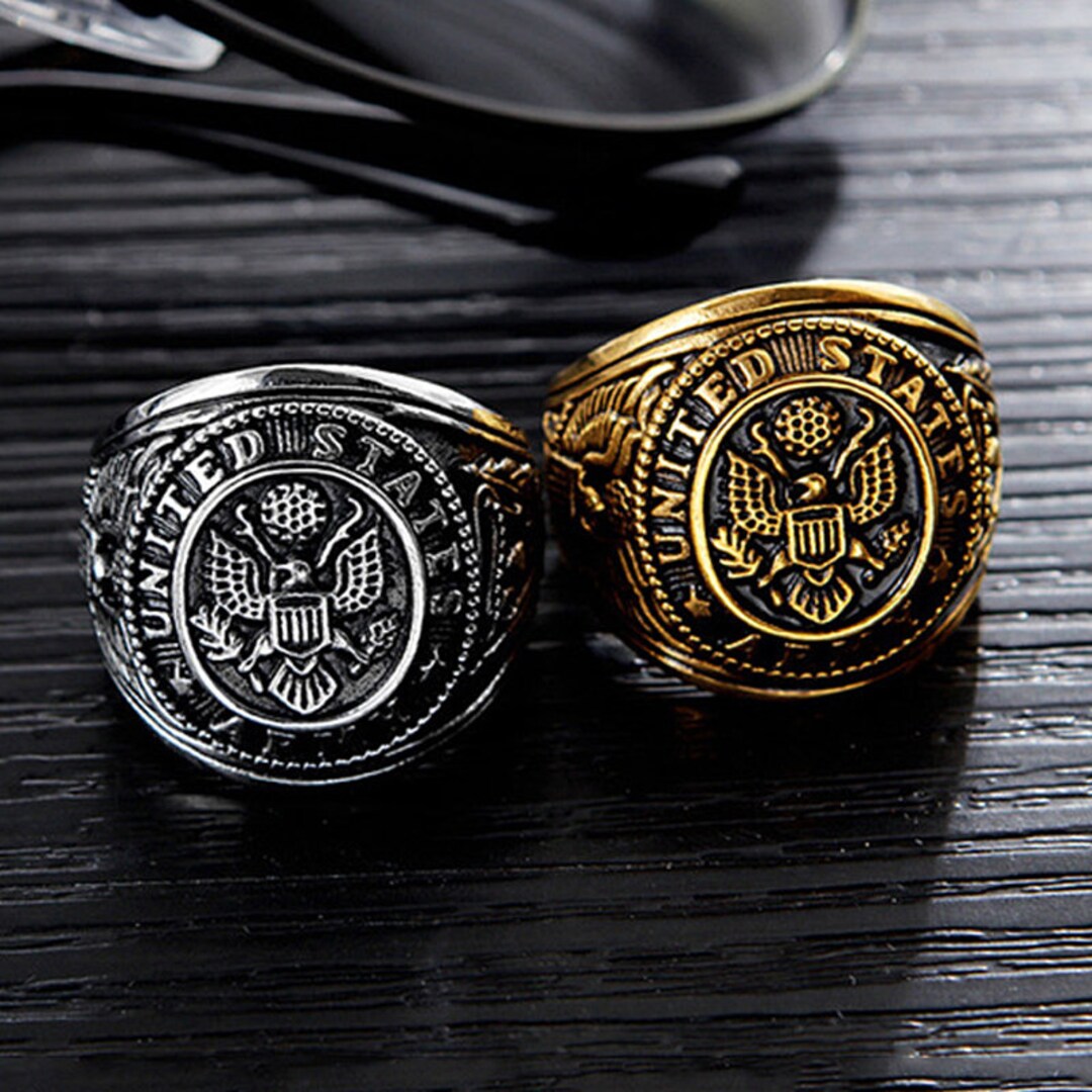 Stainless Steel US ARMY Signet Ring Navy Army Silver Various - Etsy Norway