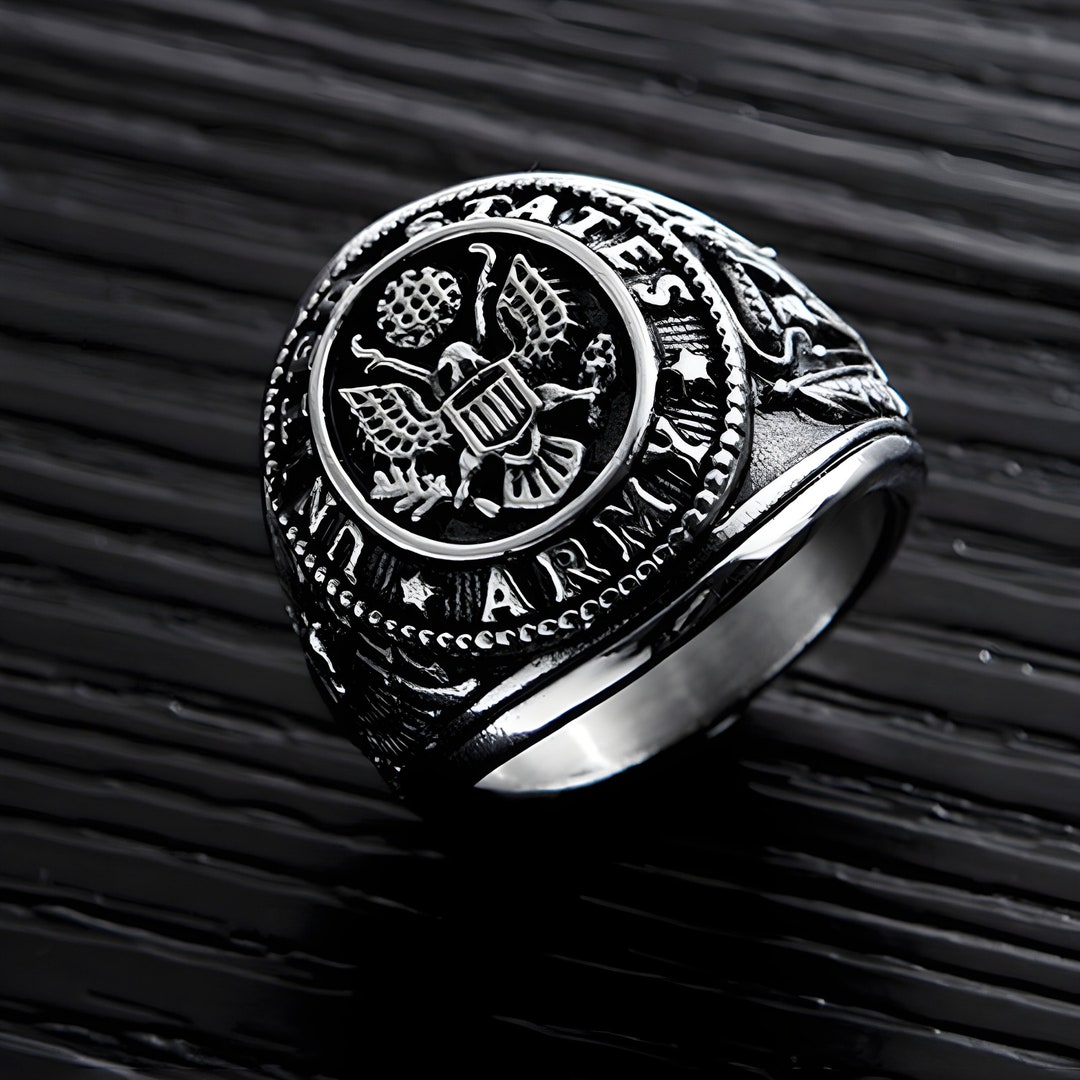 US ARMY Stainless Steel Signet Ring United States Navy Army - Etsy.de