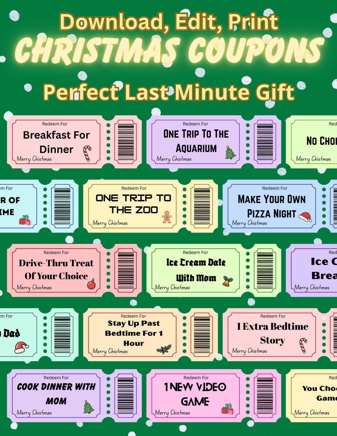 Customizable Christmas Coupon Book Stocking Stuffer for Kids and Family ...