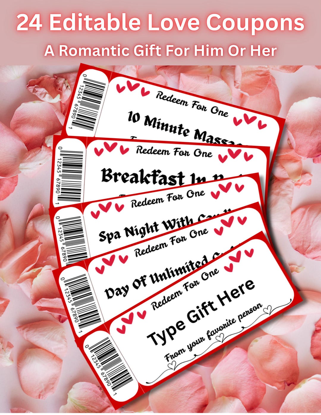 Editable Love Coupon Template for Couples | 24 Personalized Love ...