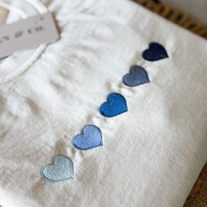 Blue Dainty Ombré Hearts Embroidered Tee | Comfort Colors Embroidered ...