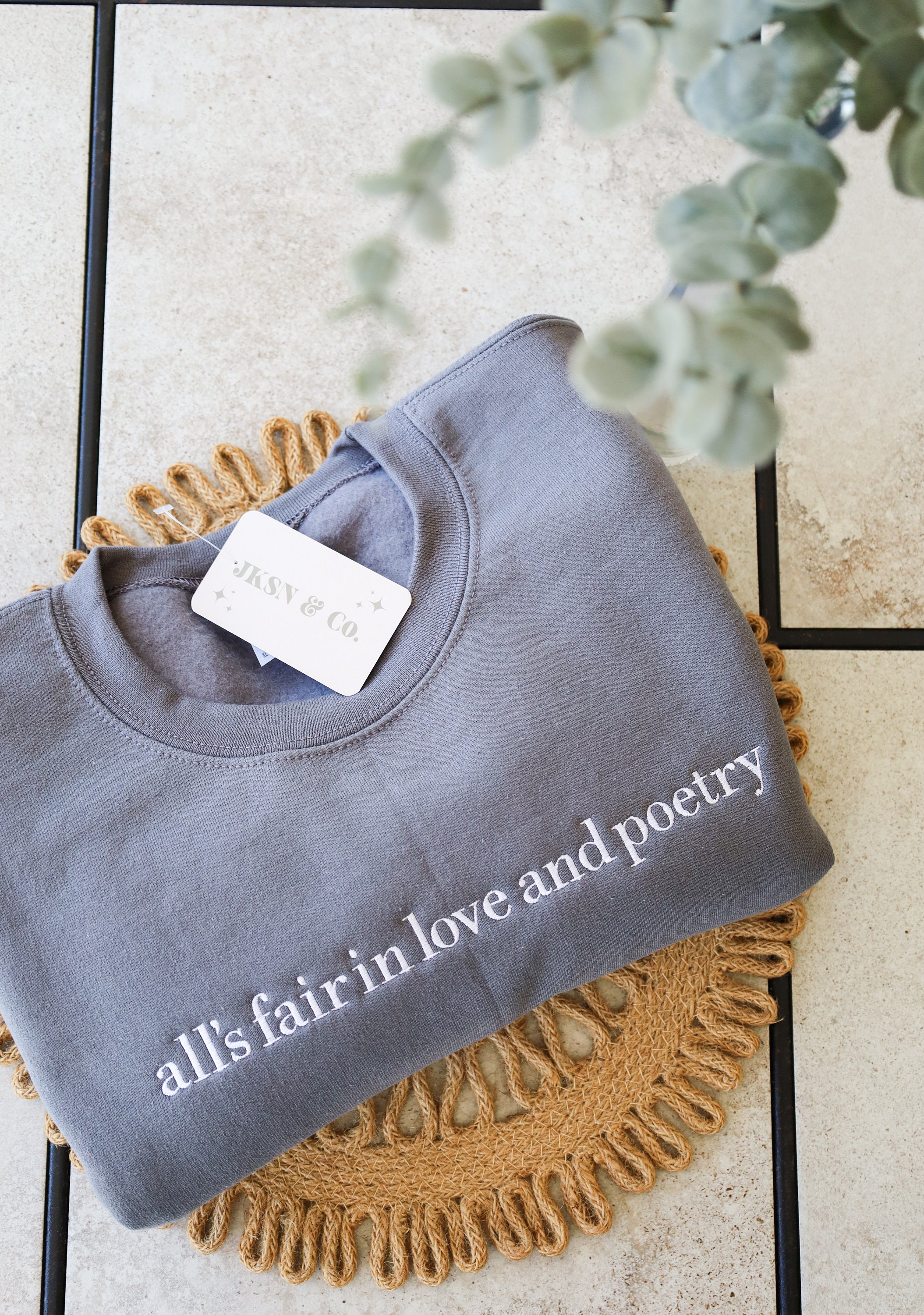 Embroidered Poetry Crewneck -- All's Fair in Love and Poetry ...