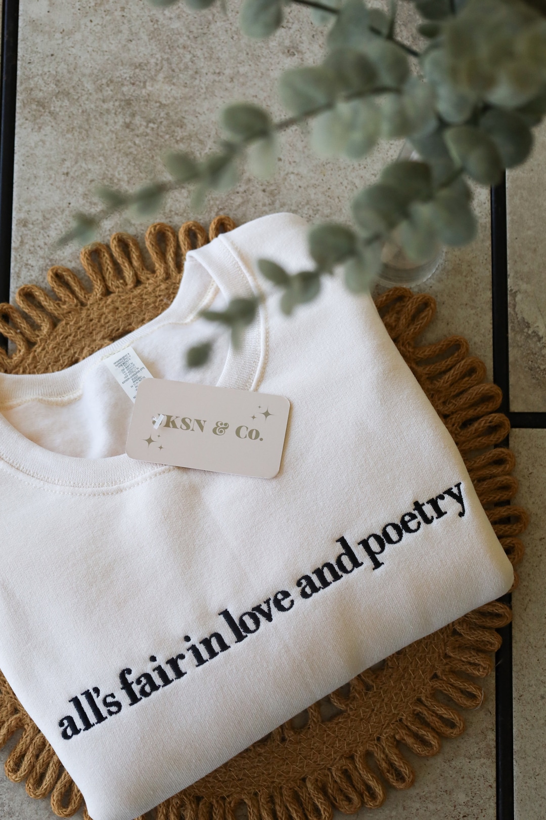 Embroidered Poetry Crewneck -- All's Fair in Love and Poetry ...