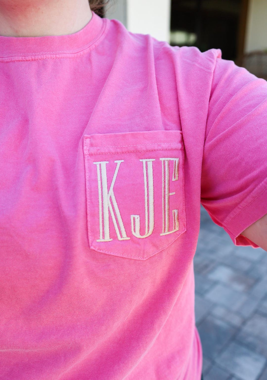 CUSTOMIZABLE Embroidered Pocket Monogram Tee-- Comfort Colors Tee, Gidt ...