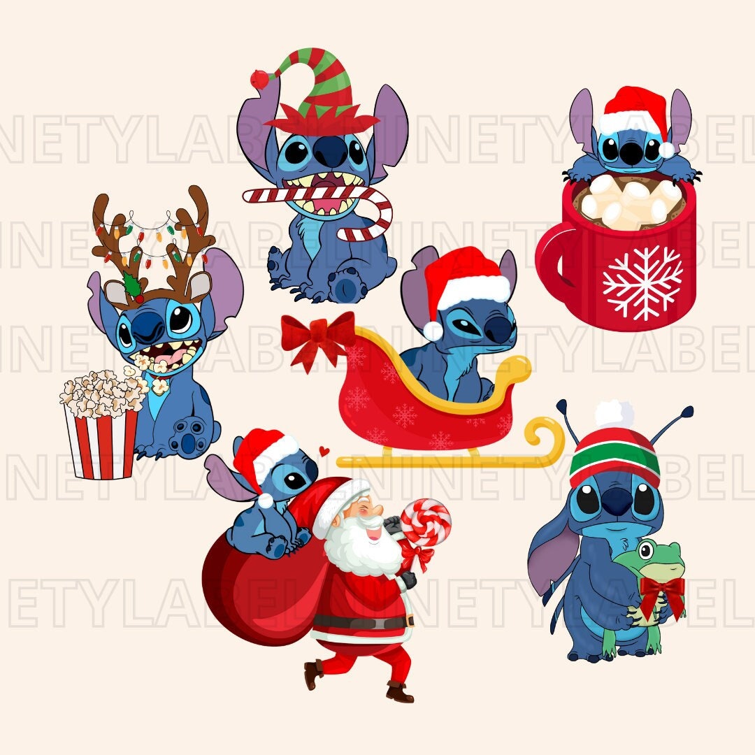 Stitch Christmas Set, Christmas Cartoon Svg, Lilo and Stitch SVG ...
