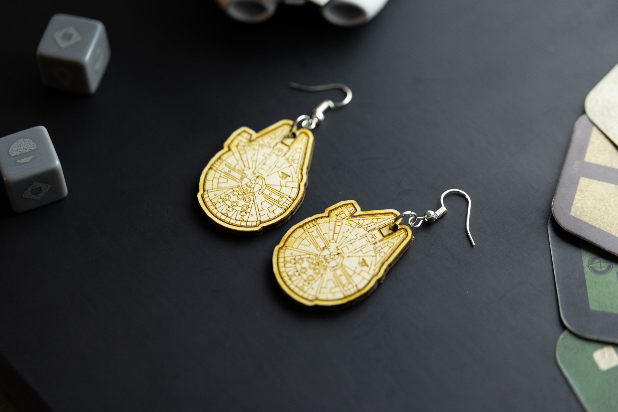 Star Wars Millennium Falcon Earrings Wooden Laser Cut - Etsy