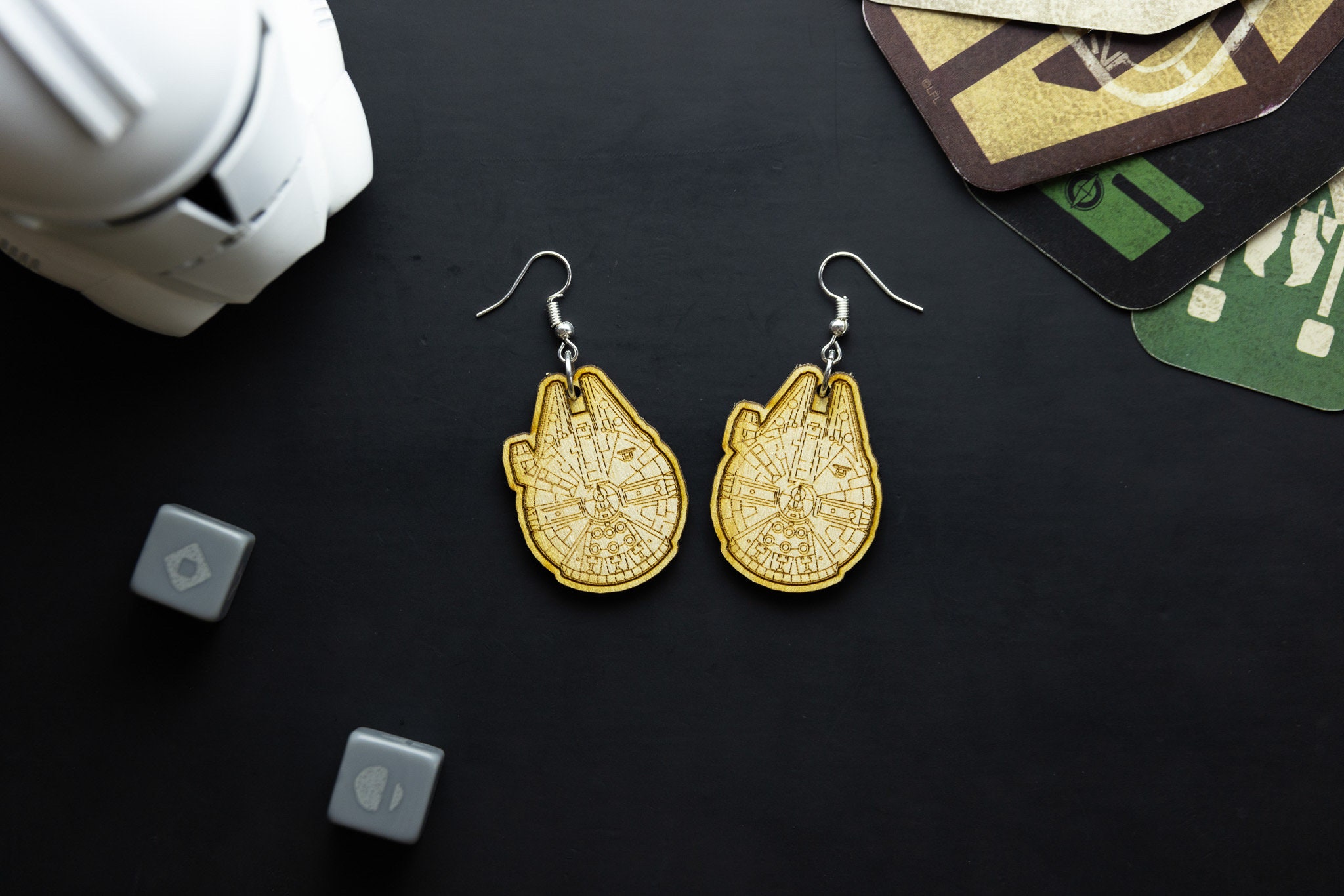 Star Wars Millennium Falcon Earrings Wooden Laser Cut - Etsy