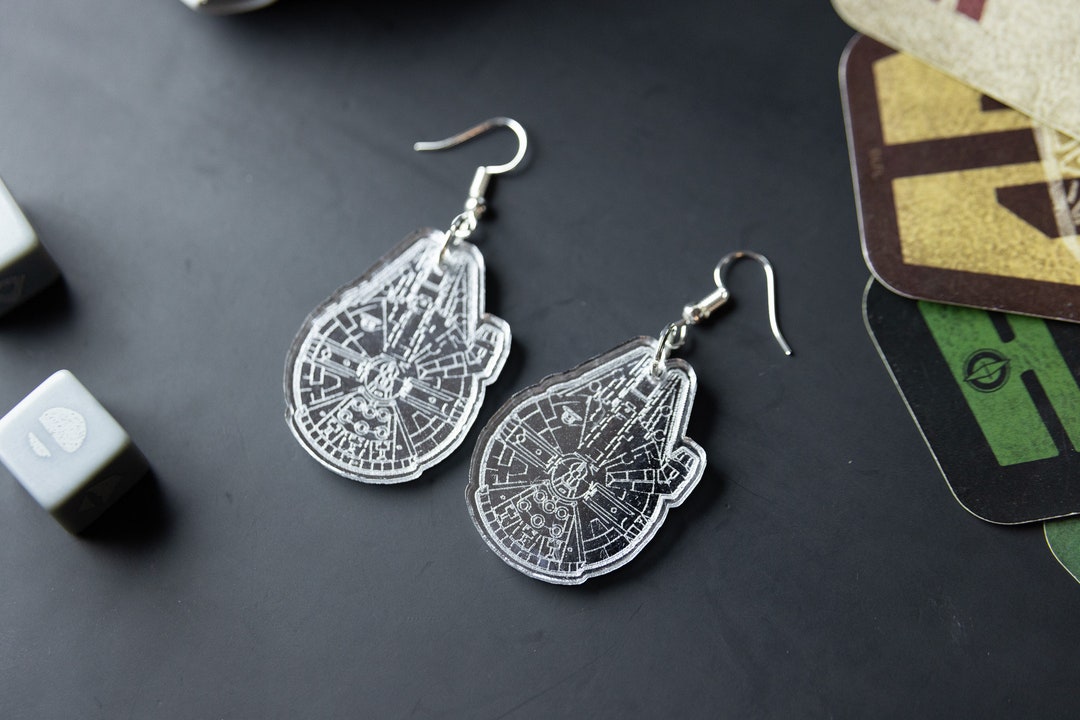 Star Wars Millennium Falcon Earrings Acrylic Laser Cut - Etsy