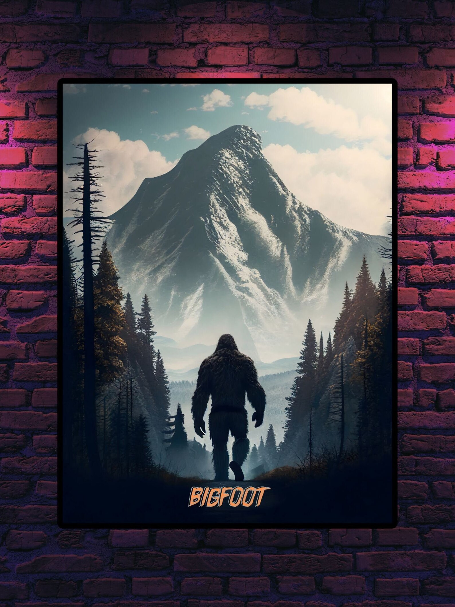 Bigfoot Art Cryptid Bigfoot Poster Sasquatch Wall Art Creature ...