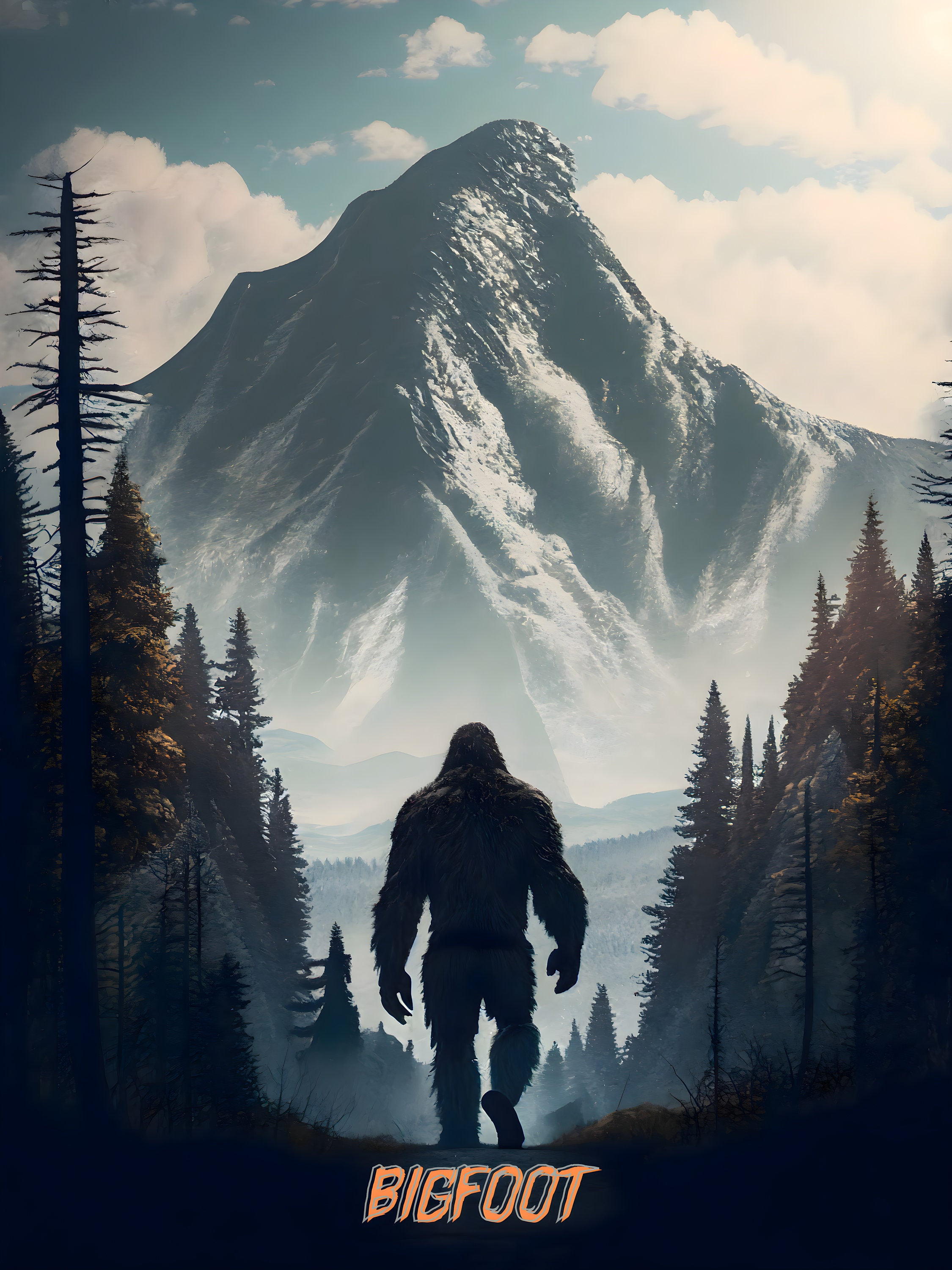 Bigfoot Art Cryptid Bigfoot Poster Sasquatch Wall Art Creature ...