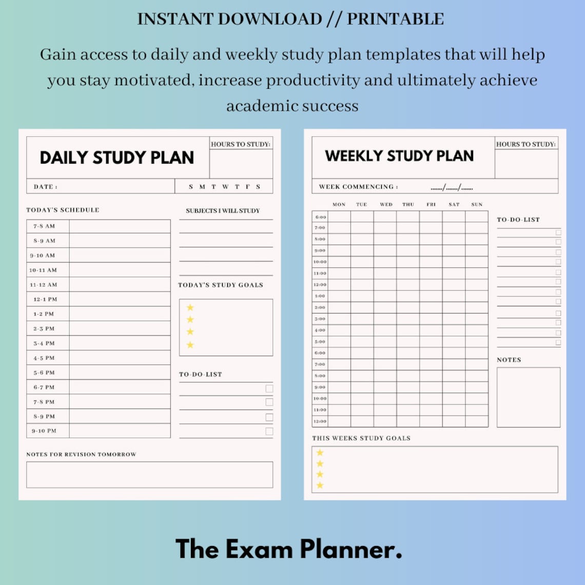Printable Student Study Planner Bundle High School Academic Planner ...