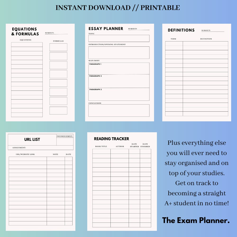 Printable Student Study Planner Bundle High School Academic Planner ...