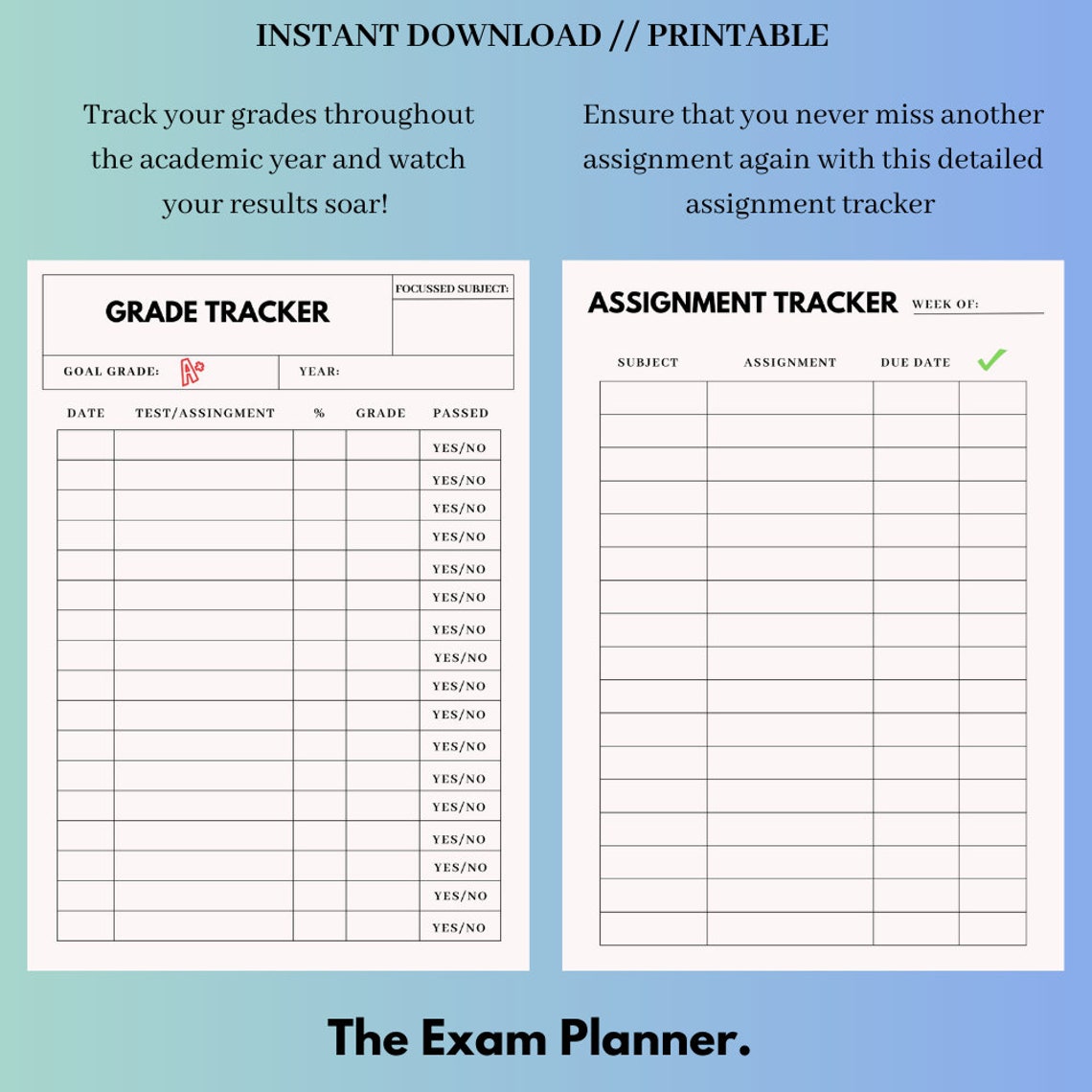 Printable Student Study Planner Bundle High School Academic Planner ...