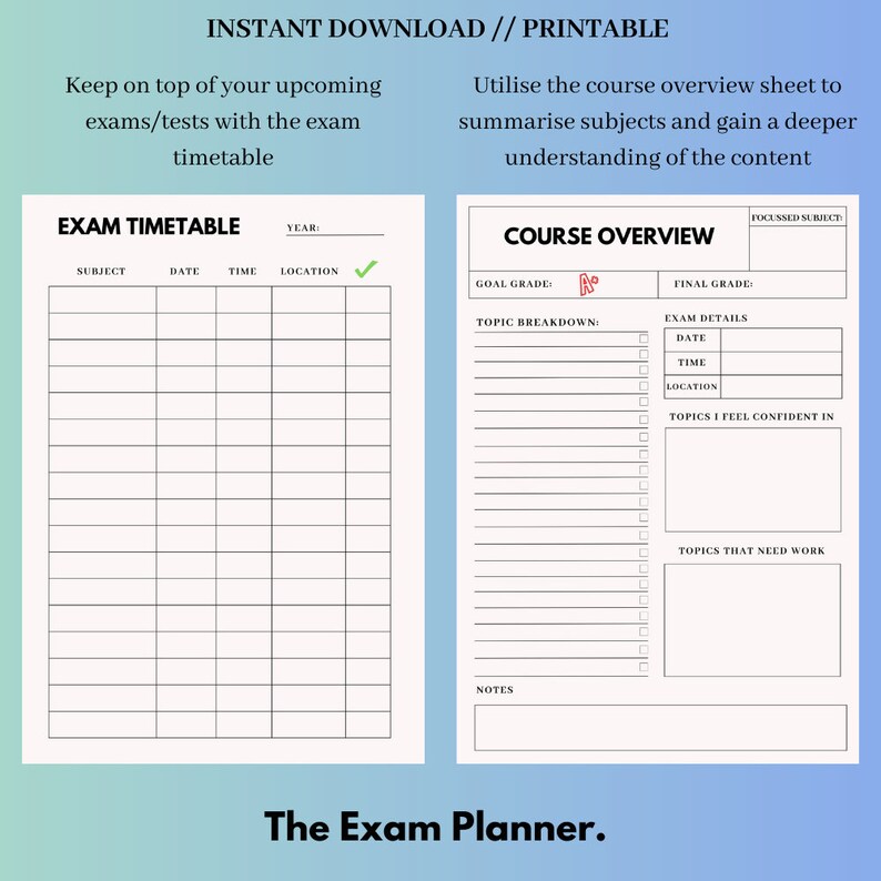 Printable Student Study Planner Bundle High School Academic Planner ...