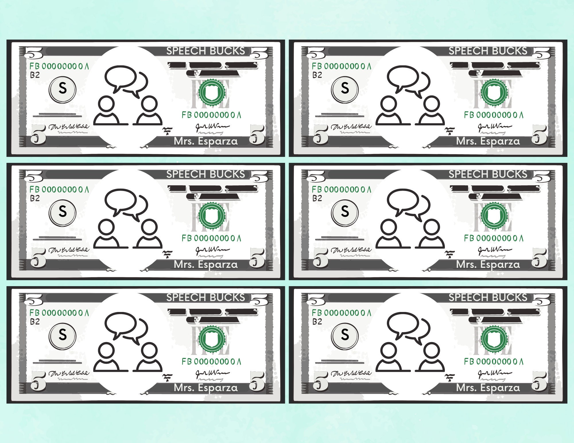 Personalized Speech Therapy Bucks - Etsy