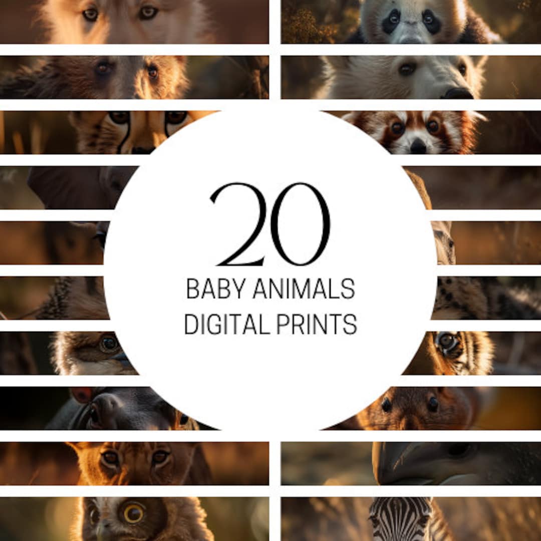 20 Stunning Ai-made Baby Animals Digital Prints Set | High-quality ...