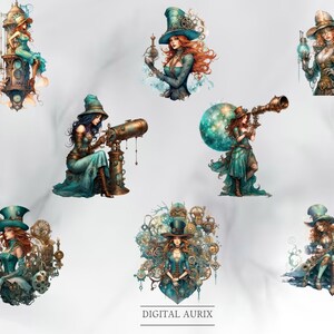 Steampunk Witches Aetherial Aqua and Copper Patina, Witch Black Style ...