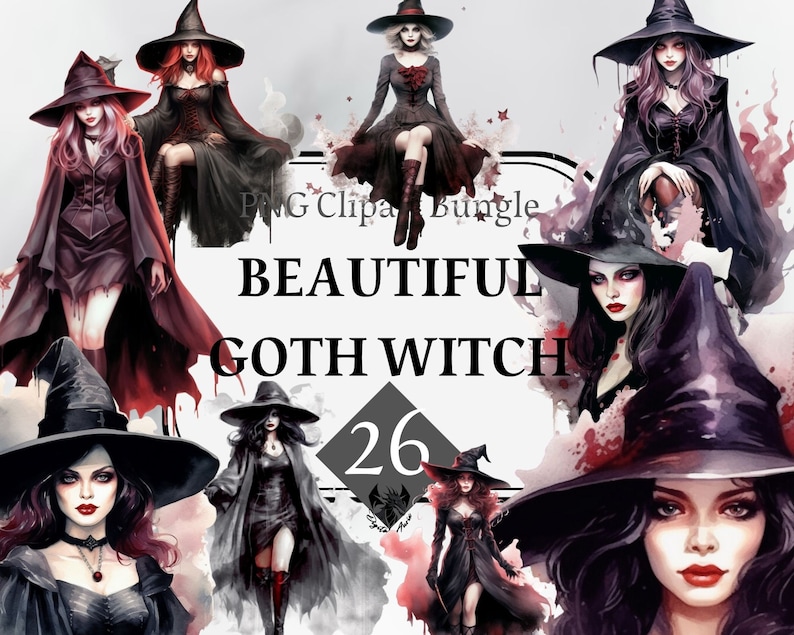 Beautifull Goth Witch Clipart Witch Black Style Magical - Etsy
