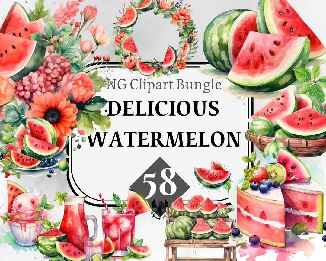 Watercolor Watermelon Clipart, Digital Png, Watermelon, Instant ...