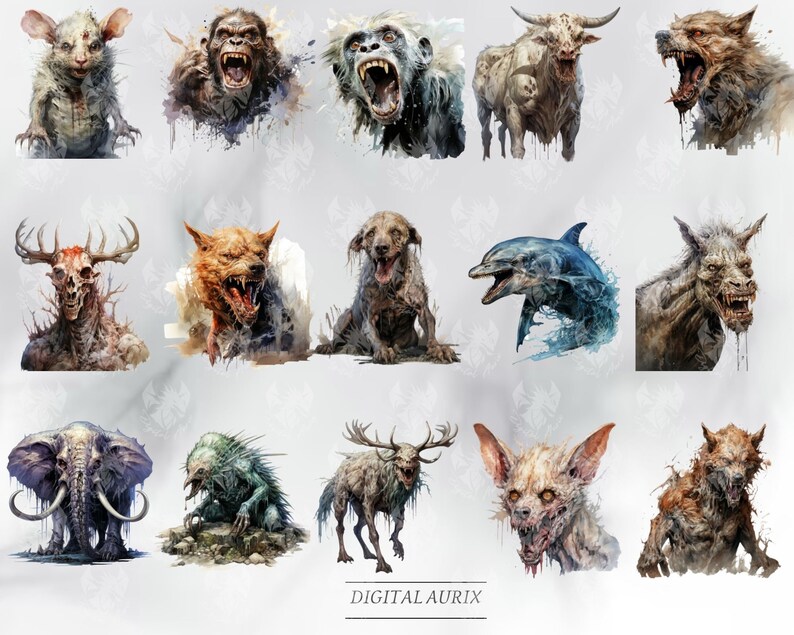 Undead Animals Clipart, Zombie Animal, Commercial Use PNG, Zombie ...