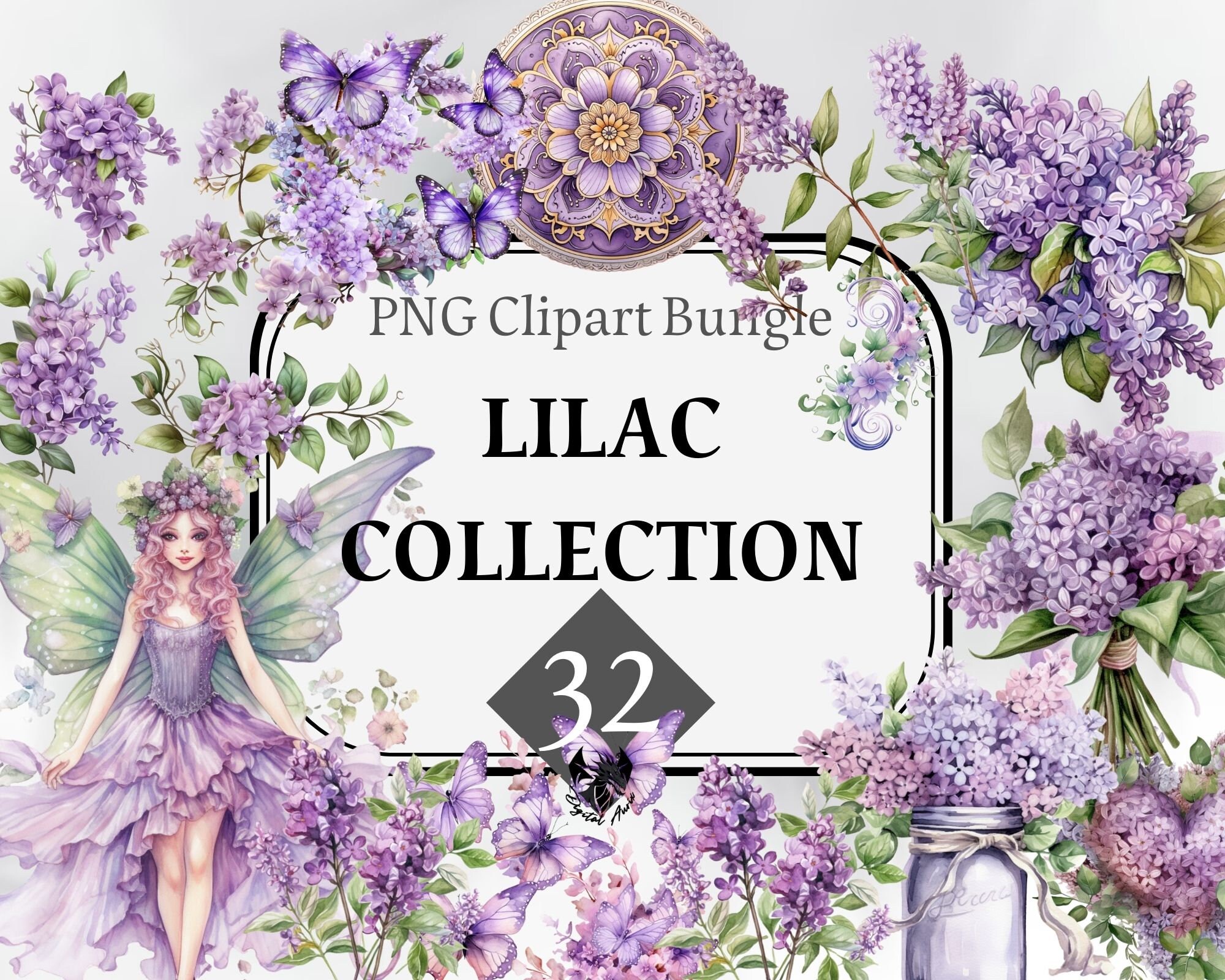 Watercolor Lilac Clipart Collecton, Floral Clipart, Digital Download ...