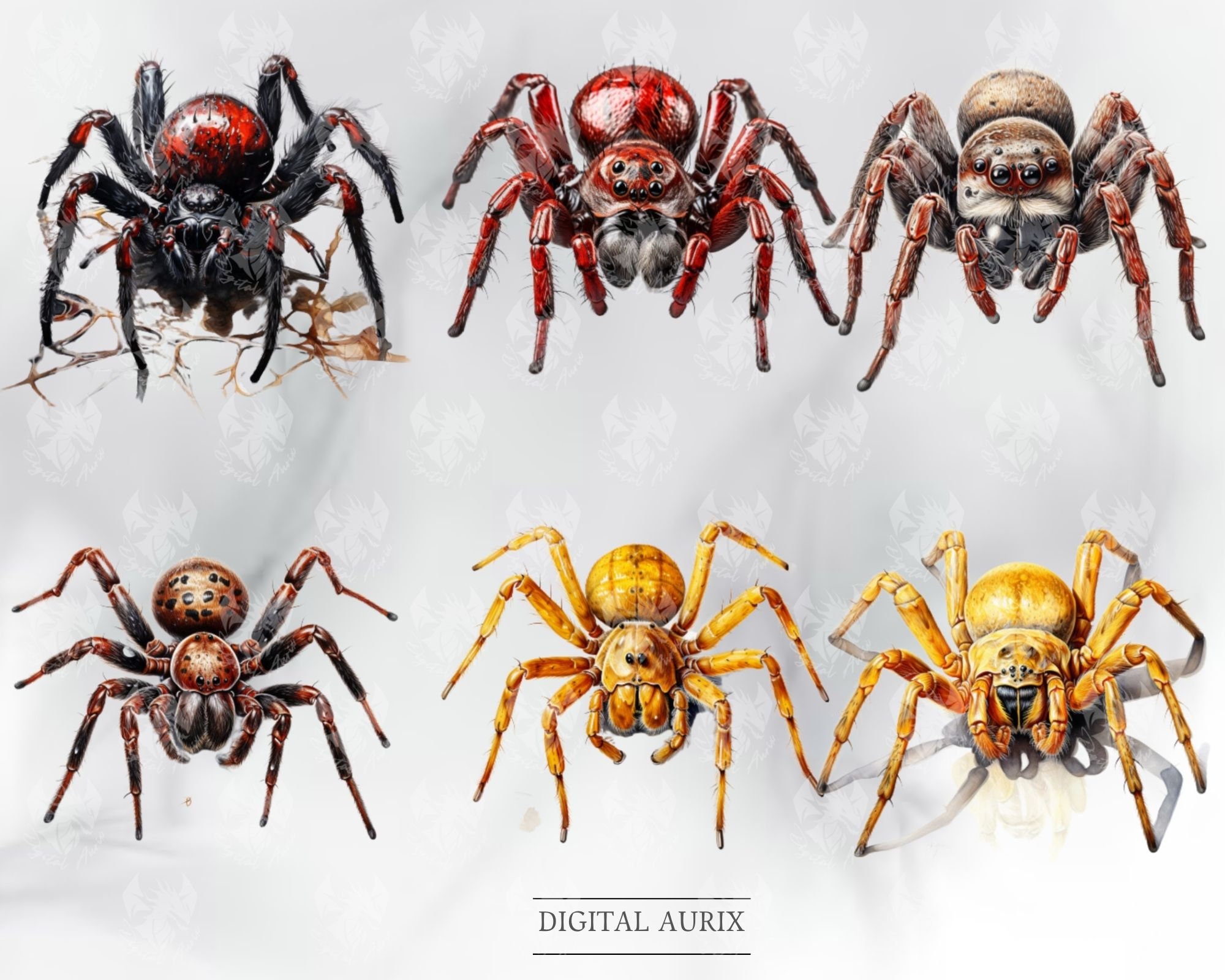 Venomus Spider Clipart Spider Illustrations Digital Arachnid - Etsy