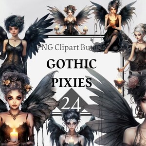 Gothic Pixies Clipart, Watercolor Fairypng, Victorian Clipart Bundle ...