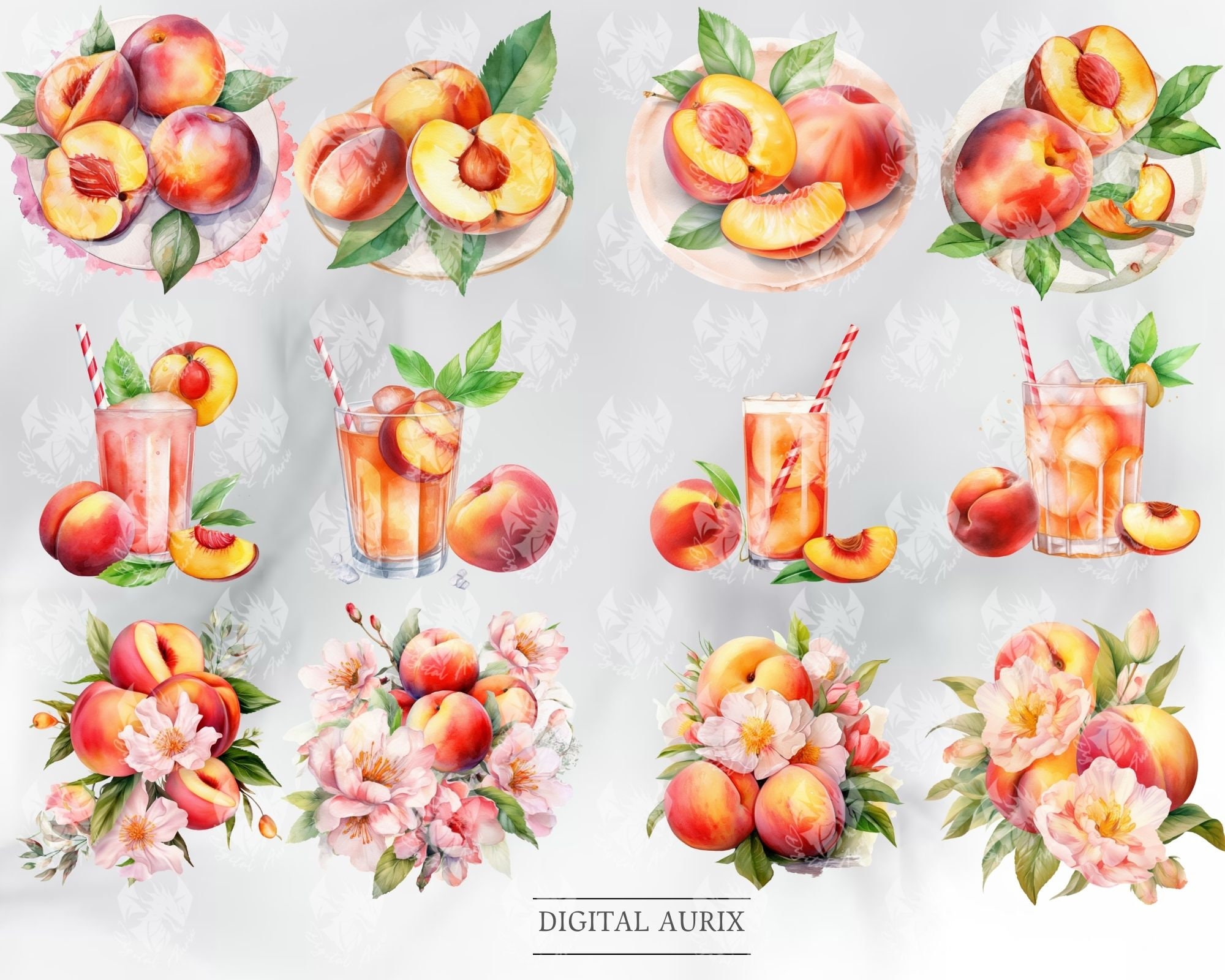 Watercolor Peach Clipart Transparent Background Png,peach Pie ...