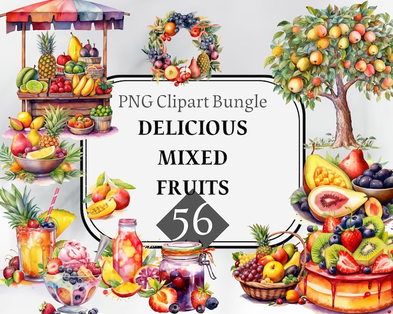 Watercolor Summer Fruit Clipart-transparent Background - Etsy