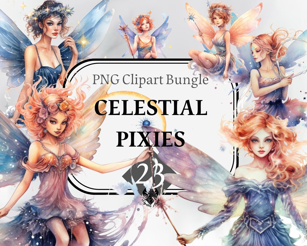 Celestial Pixies Clipart, Watercolor Fairypng, Victorian Clipart Bundle, Fantasy Clipart ...
