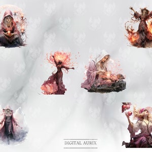 Hearthfire Hag Witches Fire Watercolor Clipart Bundle, Fairytale ...