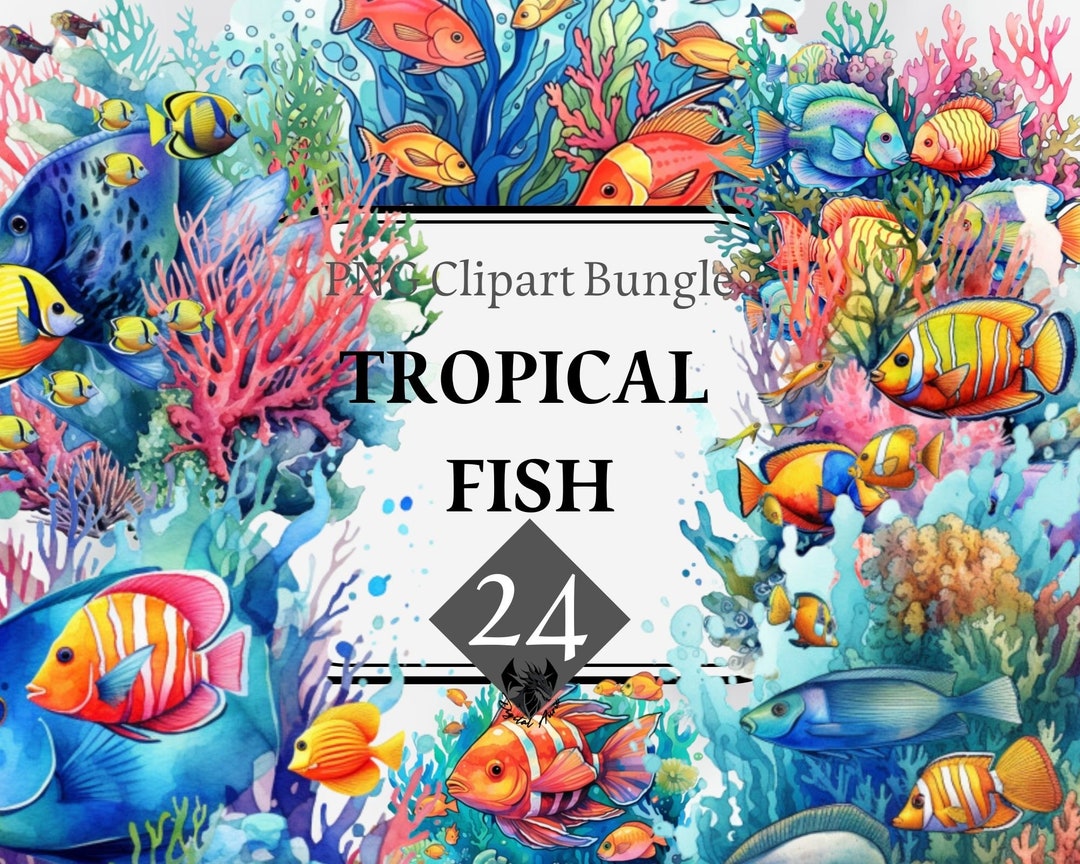 Watercolor Tropical Fish Clipart Fish Clipart Reef Clipart - Etsy
