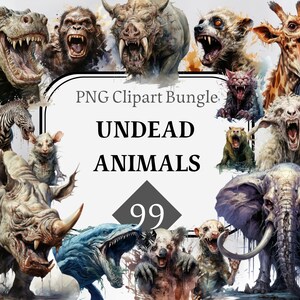 Undead Animals Clipart, Zombie Animal, Commercial Use PNG, Zombie ...