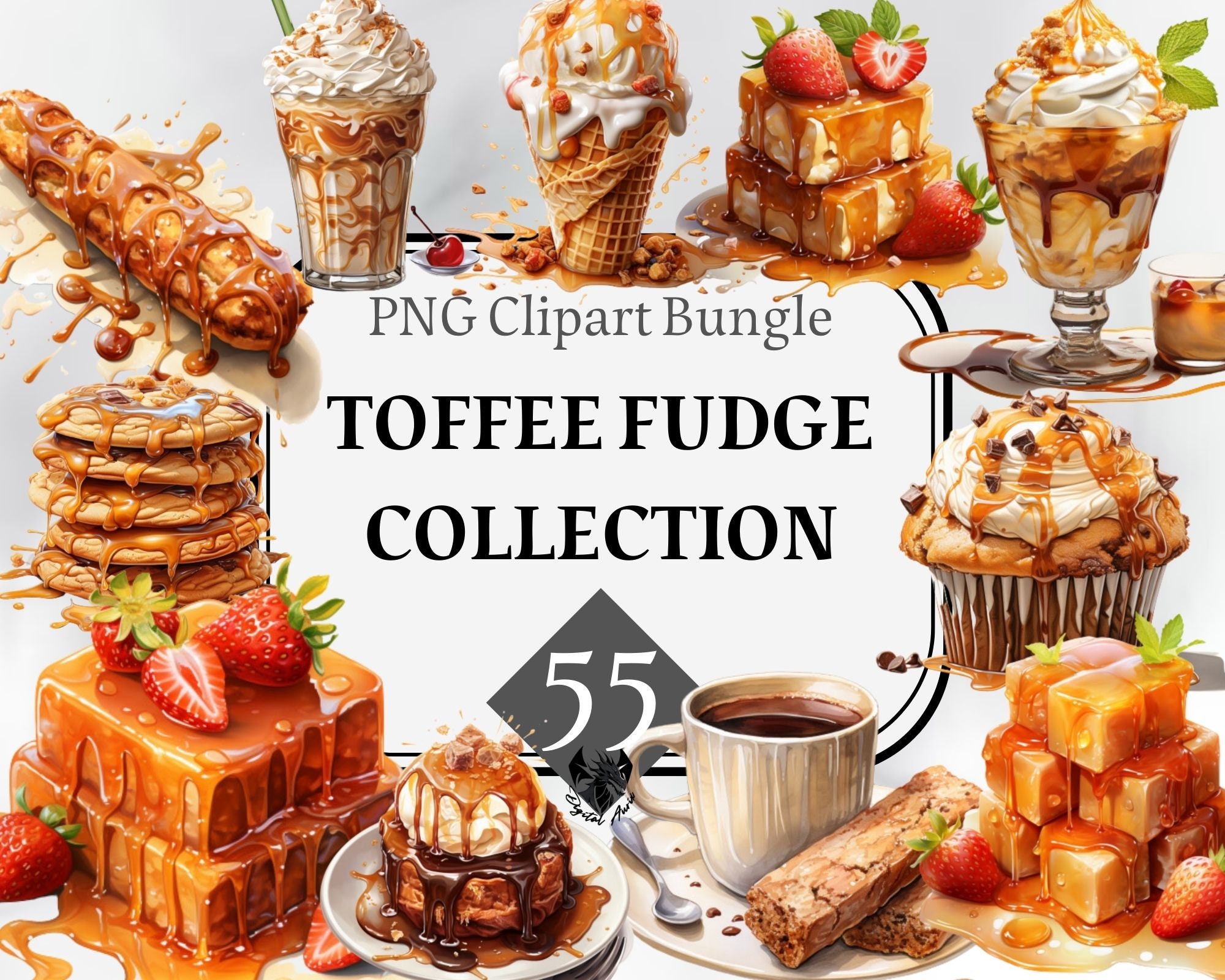 Toffee Fudge Collection Clipart, Ice Cream, Patisserie, Dessert ...
