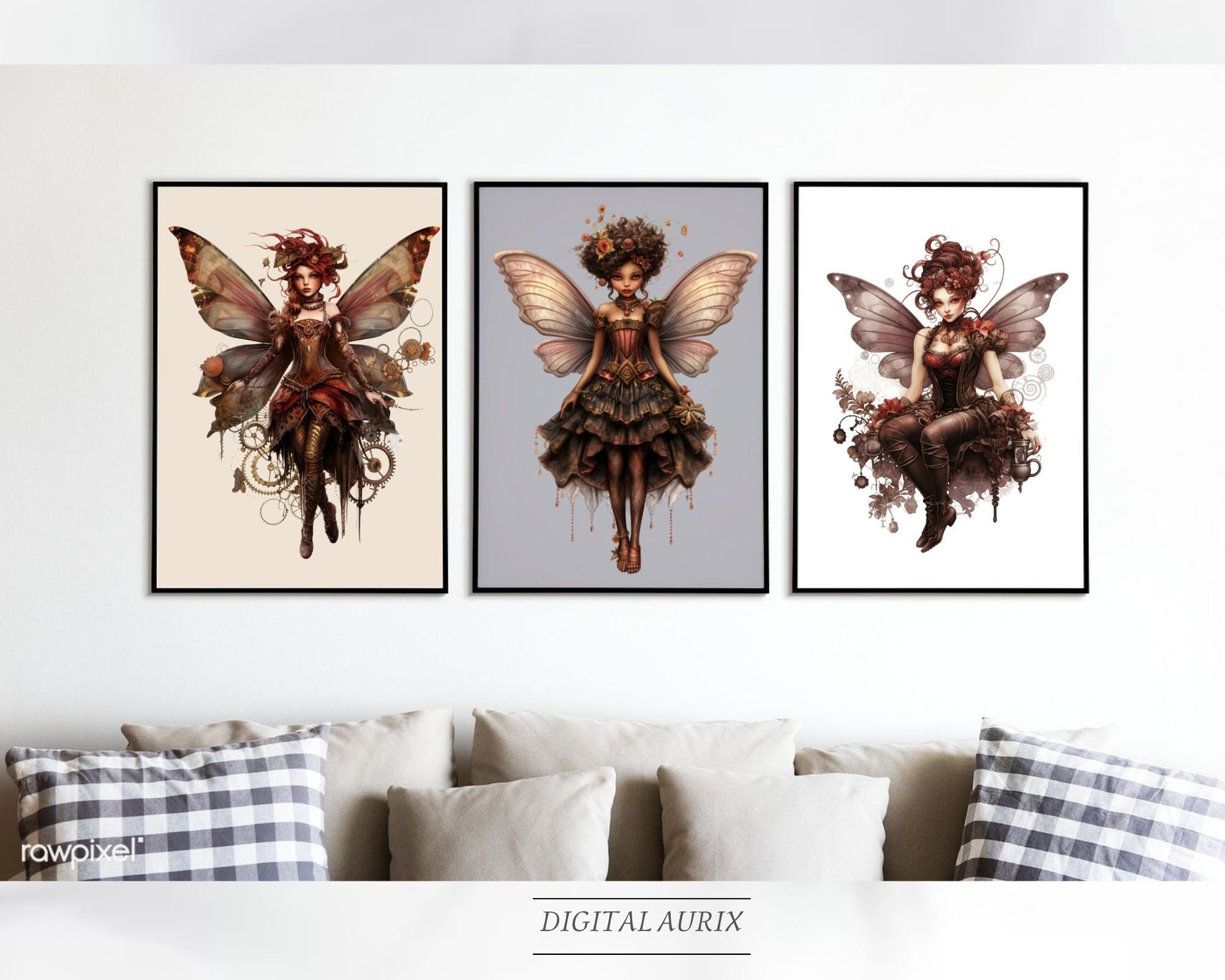 Steampunk Pixies Dark Shades of Black Brown Red Clipart - Etsy