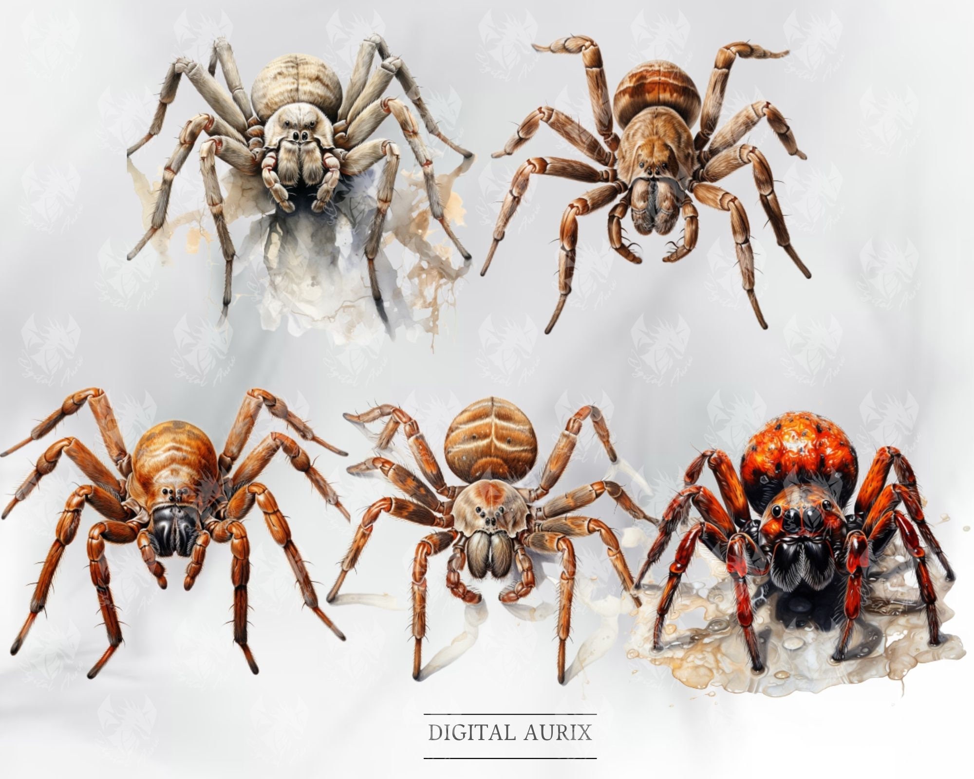 Venomus Spider Clipart Spider Illustrations Digital Arachnid - Etsy