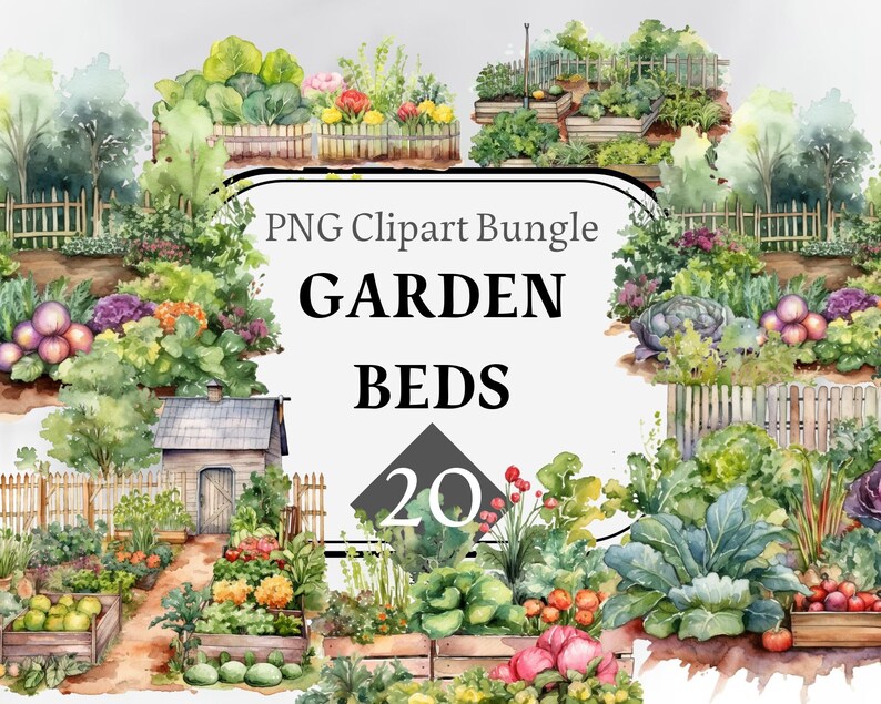 Garden Beds Clipart Vegetable Garden Vegetables Clipart - Etsy