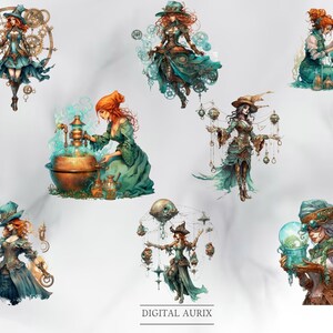 Steampunk Witches Aetherial Aqua and Copper Patina, Witch Black Style ...