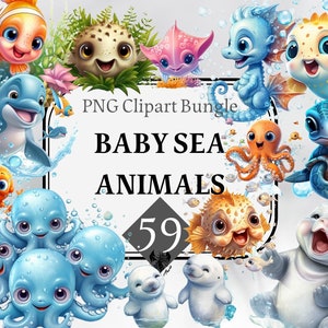 Watercolor Baby Sea Animals, Under the Sea Clipart ,ocean Nursery, PNG ...