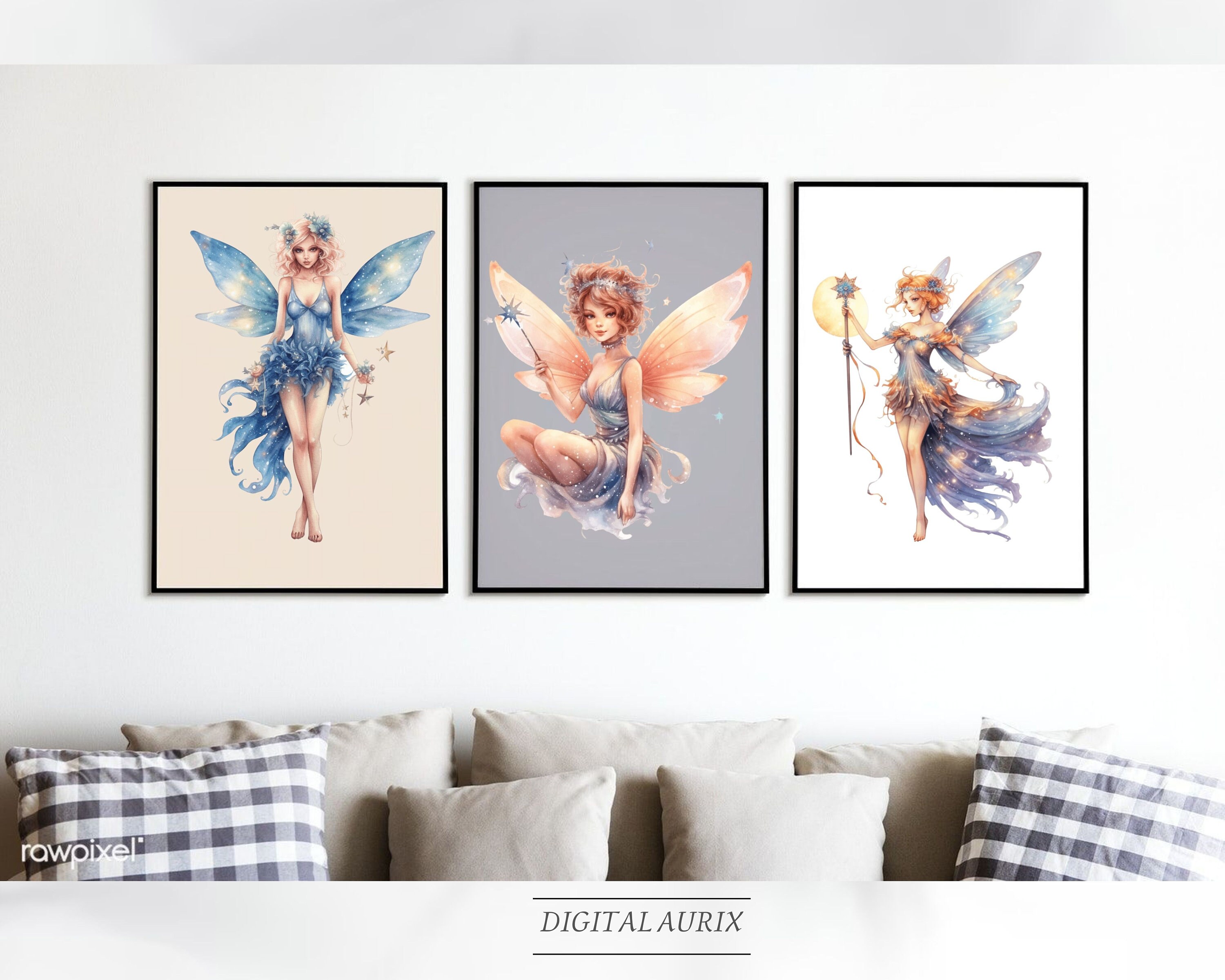 Celestial Pixies Clipart Watercolor Fairypng Victorian - Etsy