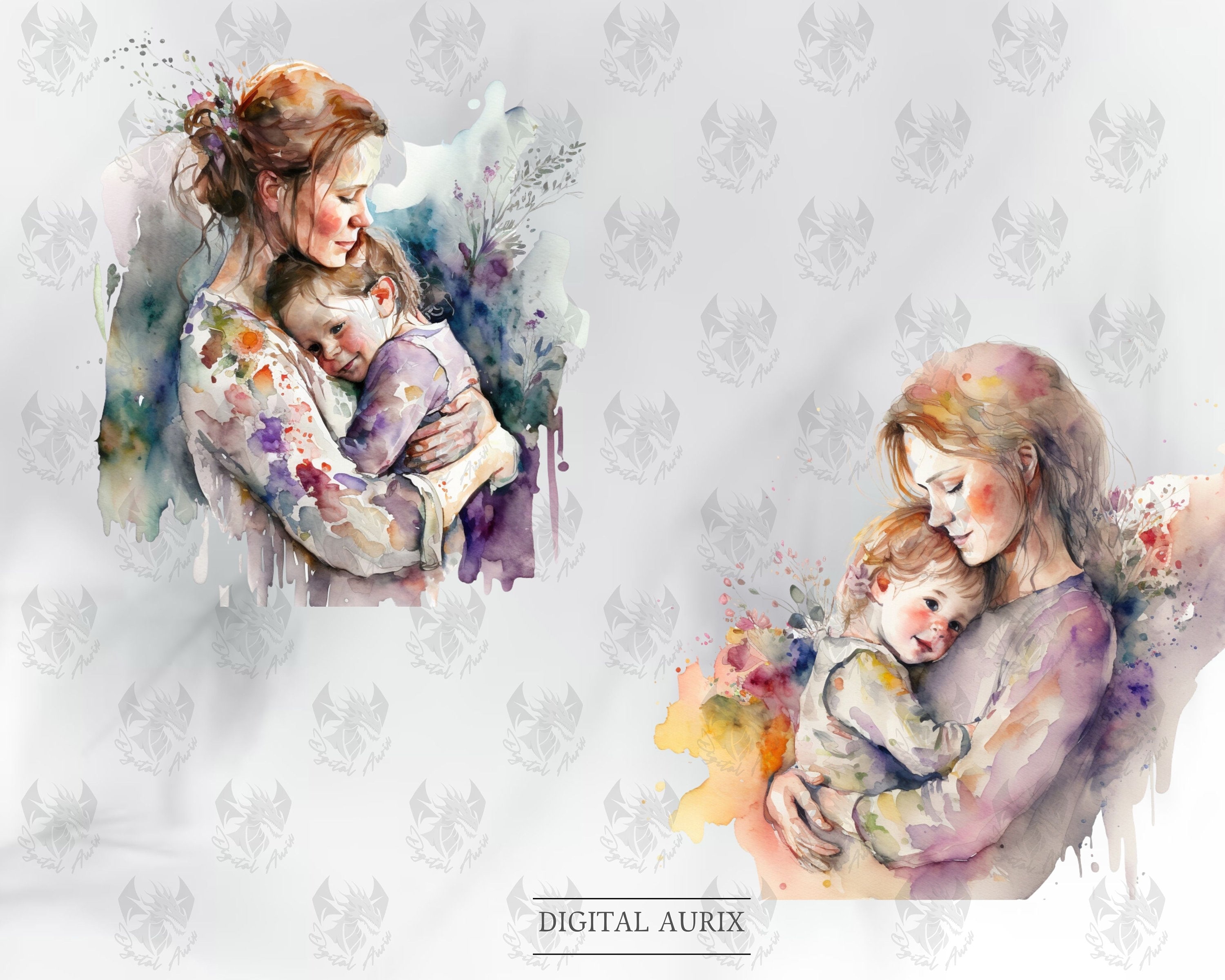 Mothers Day Clipart, Digital Downloads, Card Making, Mother and Child ...