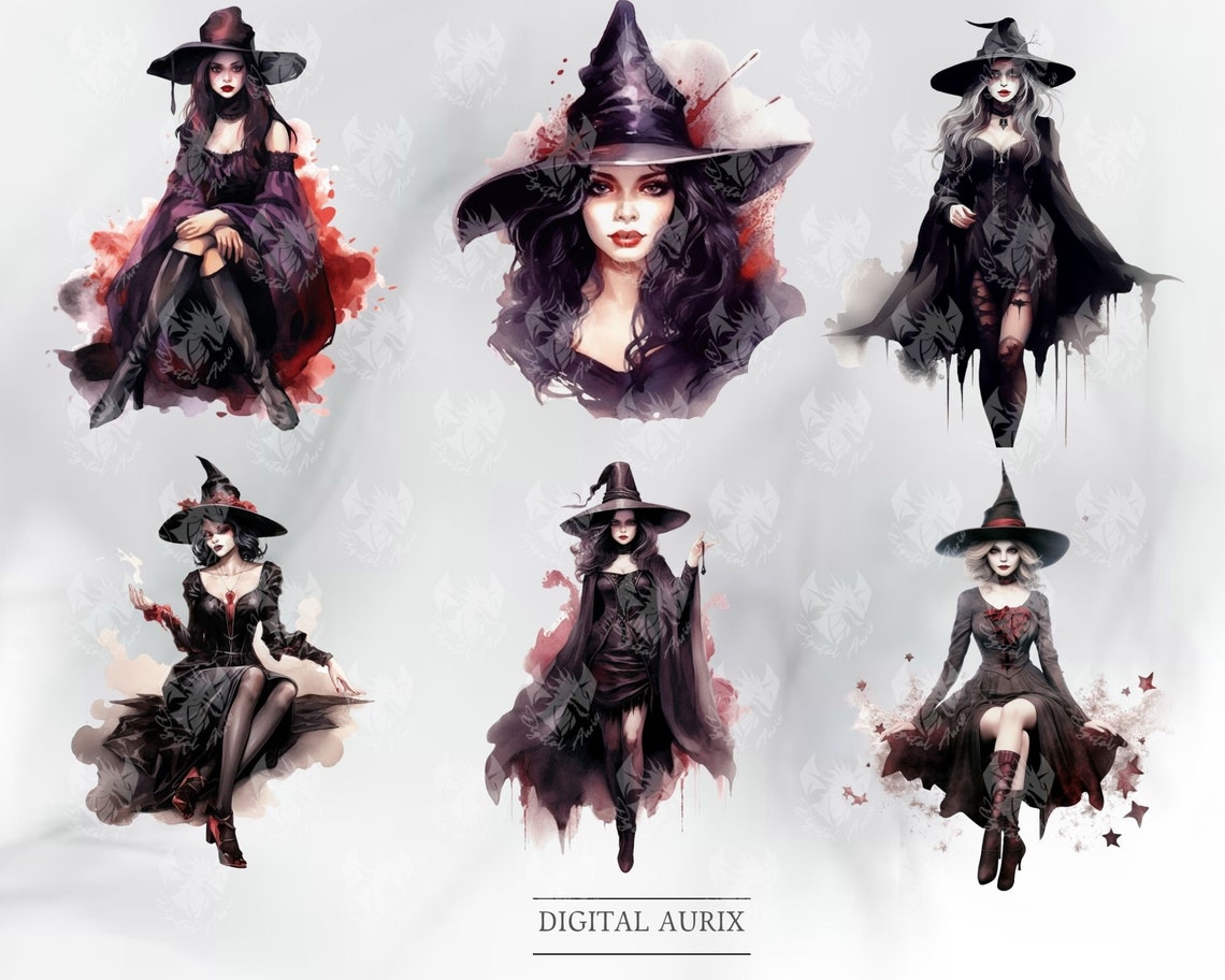 Beautifull Goth Witch Clipart Witch Black Style Magical - Etsy