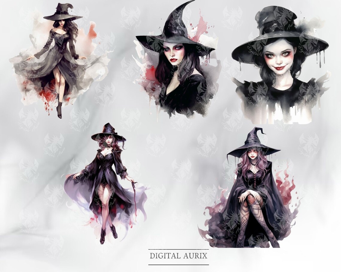 Beautifull Goth Witch Clipart Witch Black Style Magical - Etsy