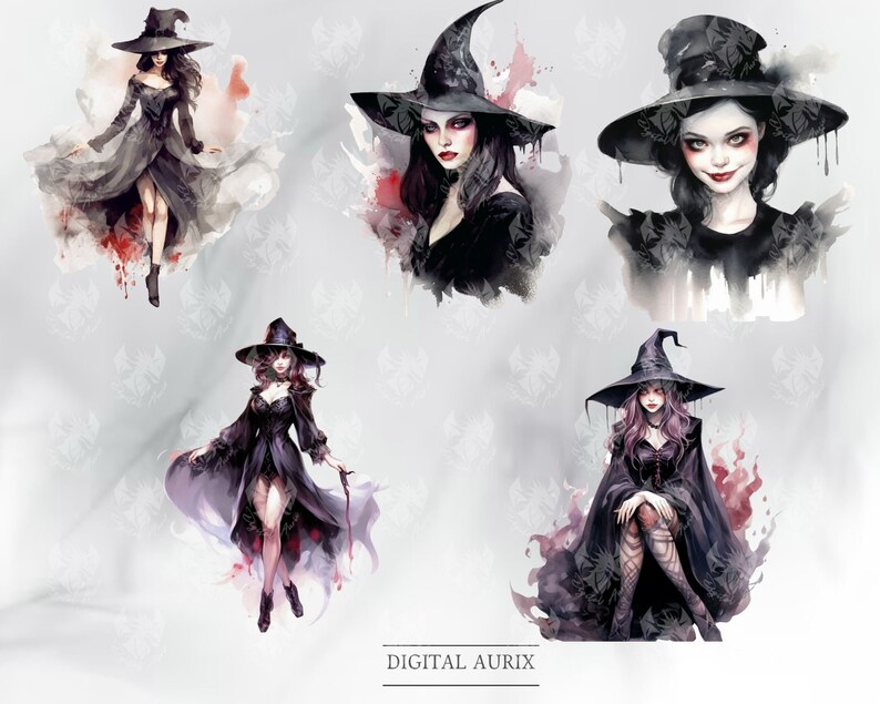 Beautifull Goth Witch Clipart Witch Black Style Magical - Etsy