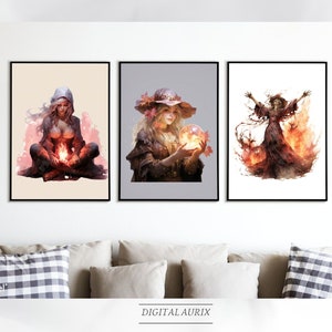 Hearthfire Hag Witches Fire Watercolor Clipart Bundle, Fairytale ...