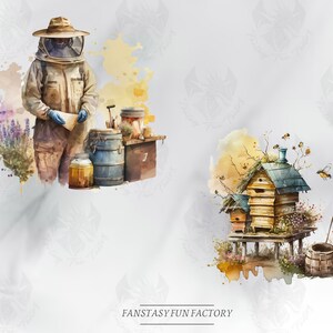 Watercolor Honey Bee, Clipart, Set of Bees, Honey, Beehive, Cute Bees ...